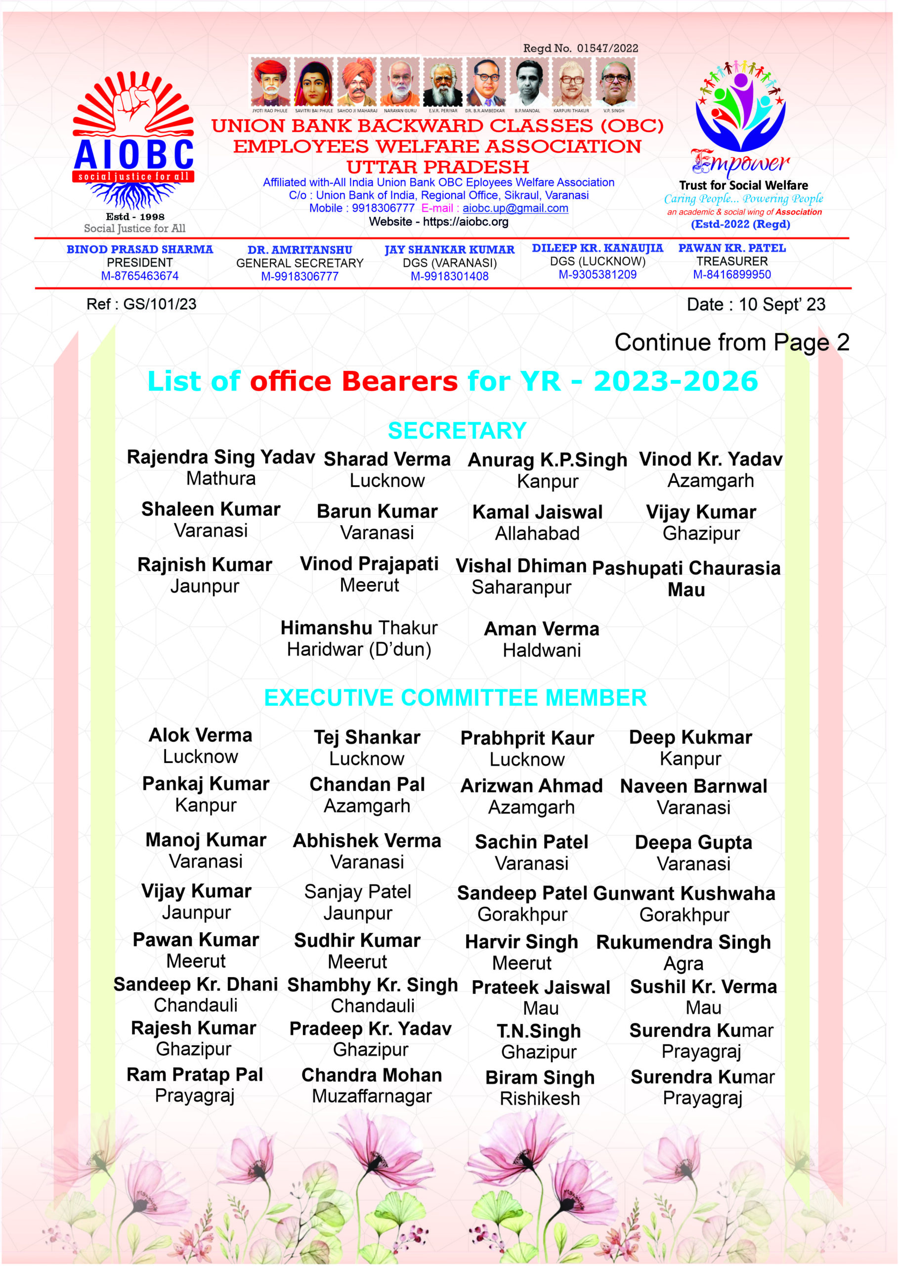 OFFICE BEARERS – aiobc.org